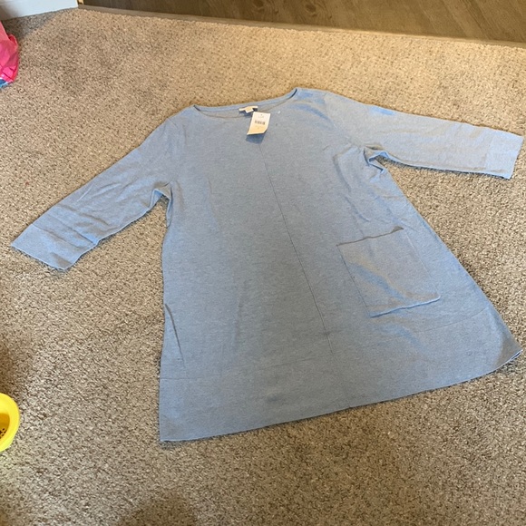 J. Jill | Tops | Jjill Light Blue Tunic 34 Sleeve With One Pocket ...